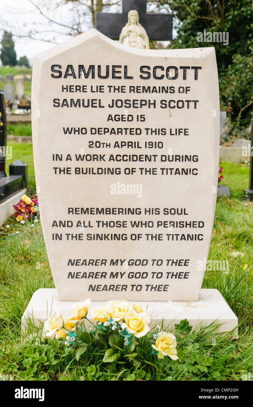 Grave of Samuel Scott, killed aged 15 while working on Titanic ...