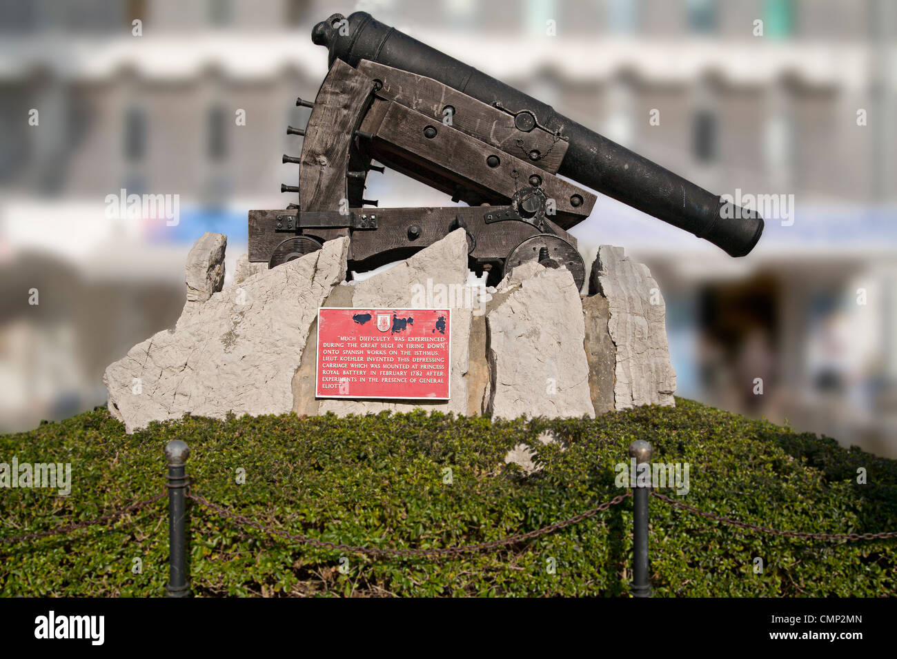 Koehler Gun, 1782, Memorial, Rock of Gibraltar Stock Photo - Alamy