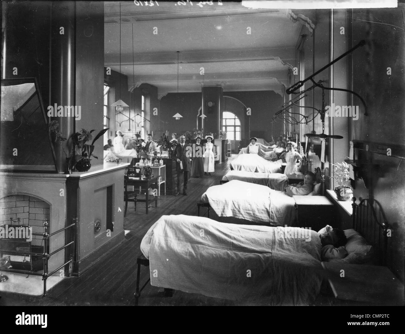 Boys' Ward, Royal Hospital, Wolverhampton, circa 1900. The image show ...