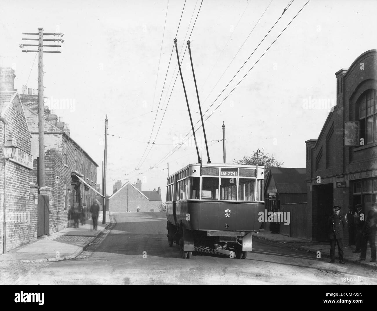 Trolleybus, New Street, Wednesfield, 1920s. Wolverhampton Corporation ...