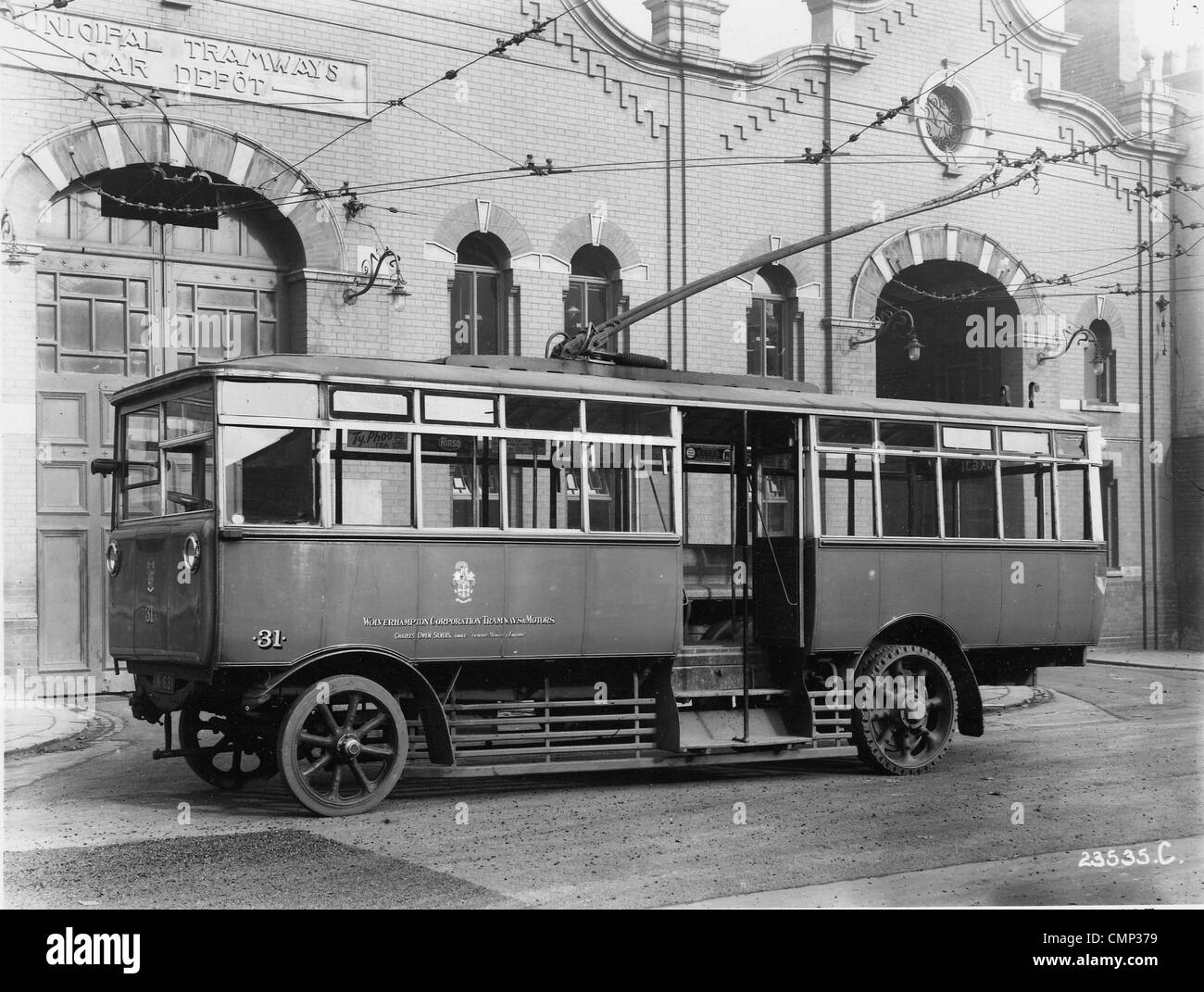 Trolleybus, Cleveland Road Bus Depot, Wolverhampton, June 3 1927. An ...