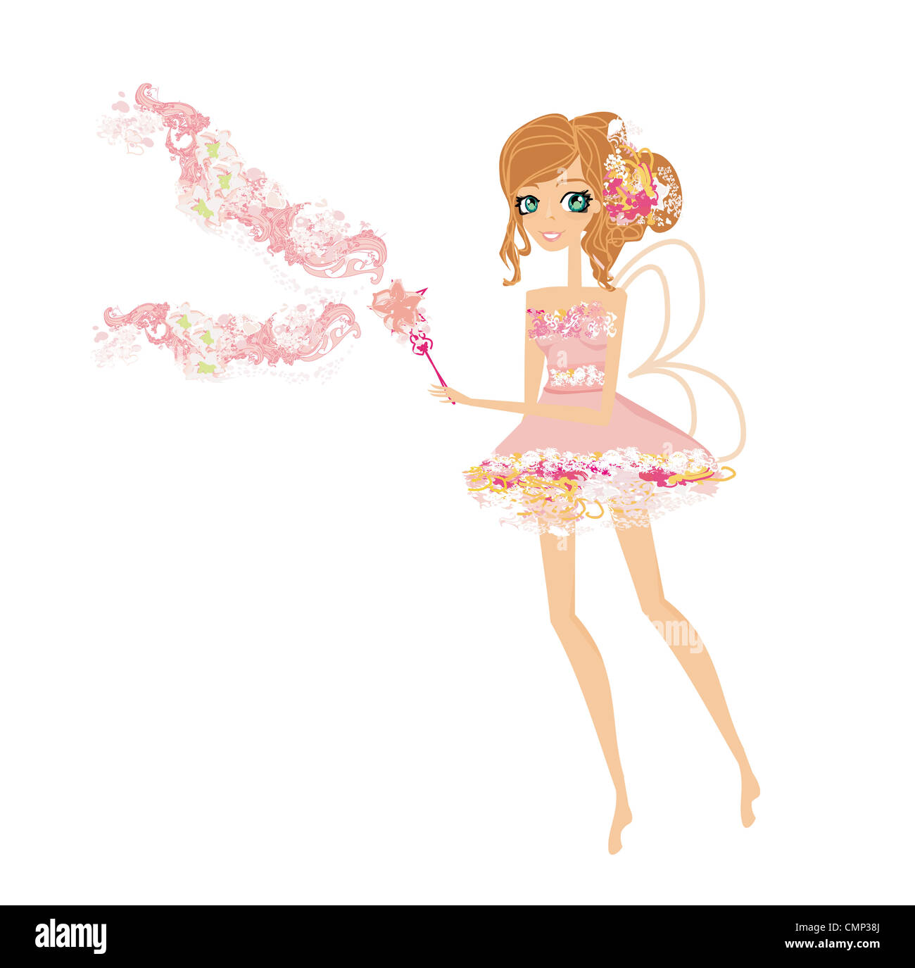 fairy flying with magic wand Stock Photo - Alamy