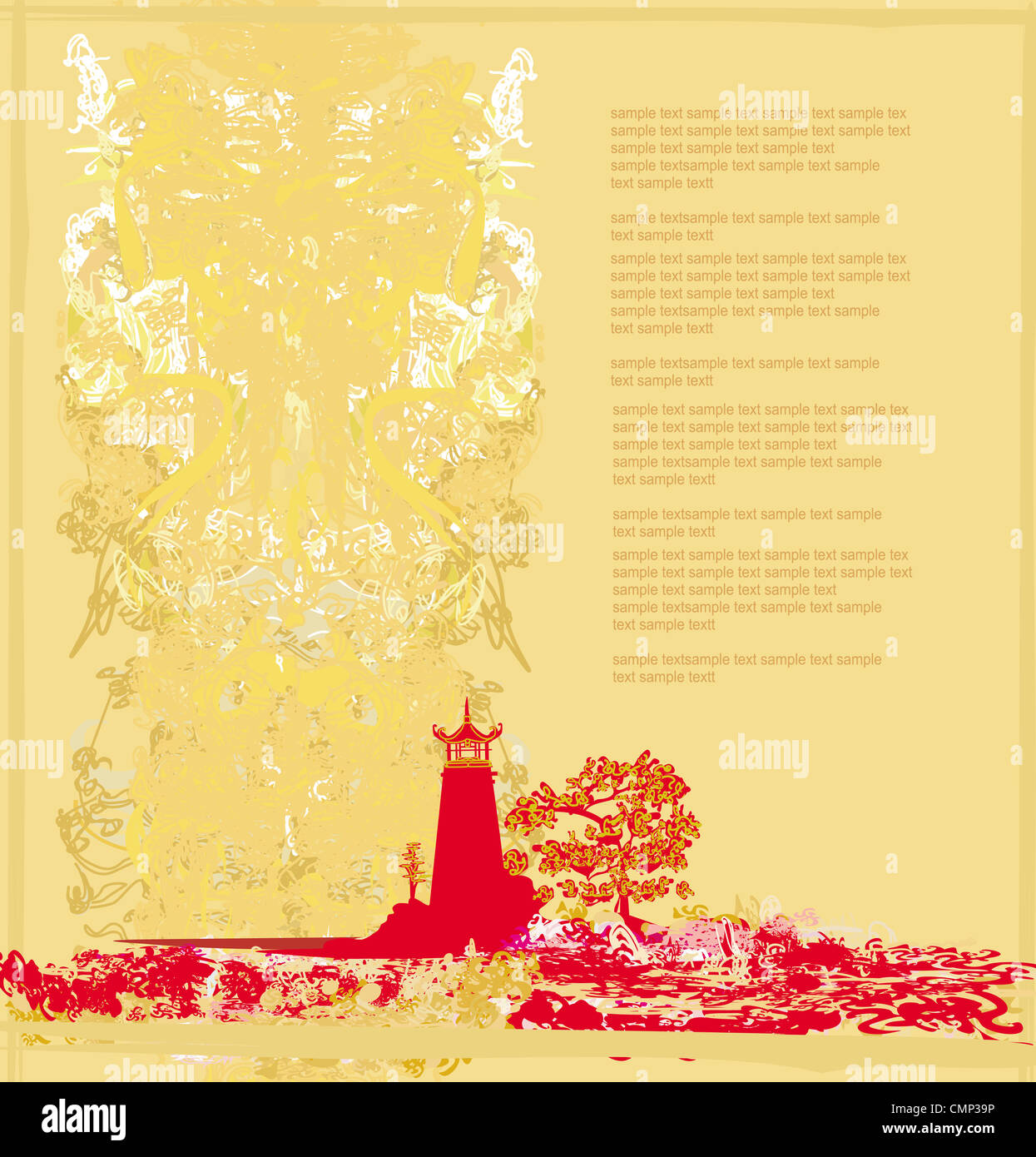 old paper with Asian Landscape Stock Photo - Alamy