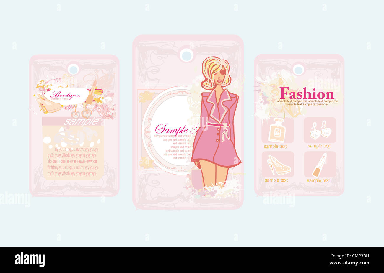 Price Tags With Fashion Girls vector set Stock Photo - Alamy