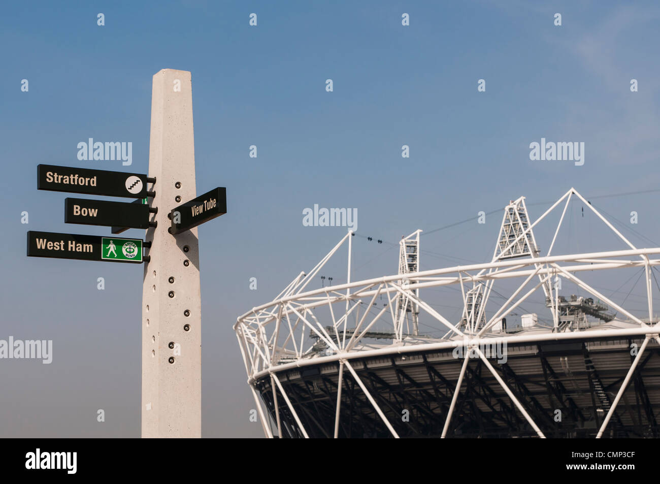 Directions sign post outside Olympic stadium um London, UK Stock Photo ...