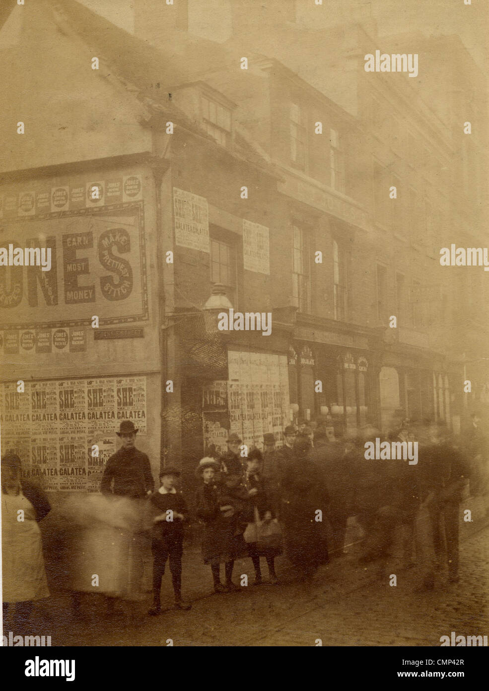 Dudley Street, Wolverhampton, circa 1870s. A group of onlookers in ...