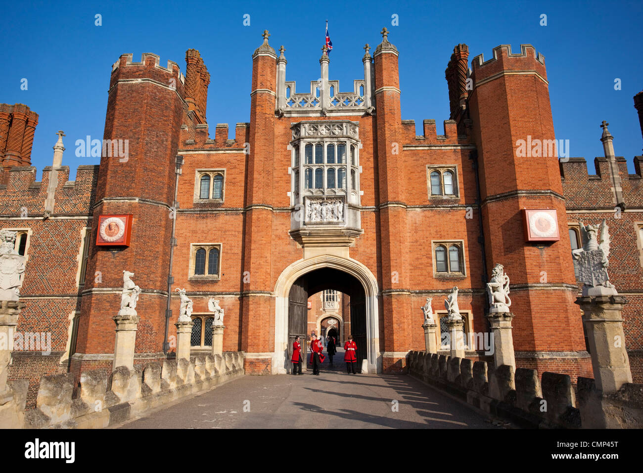 Main entrance to Hampton Court Palace, London Borough of Richmond upon ...