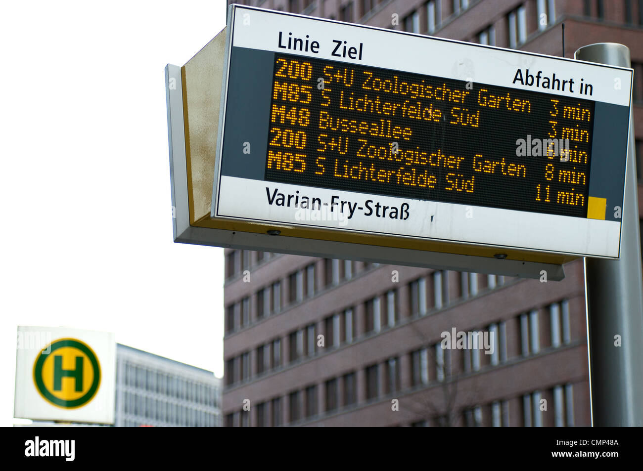 Electronic display of arrival of buses at the bus stop. The sign of a ...