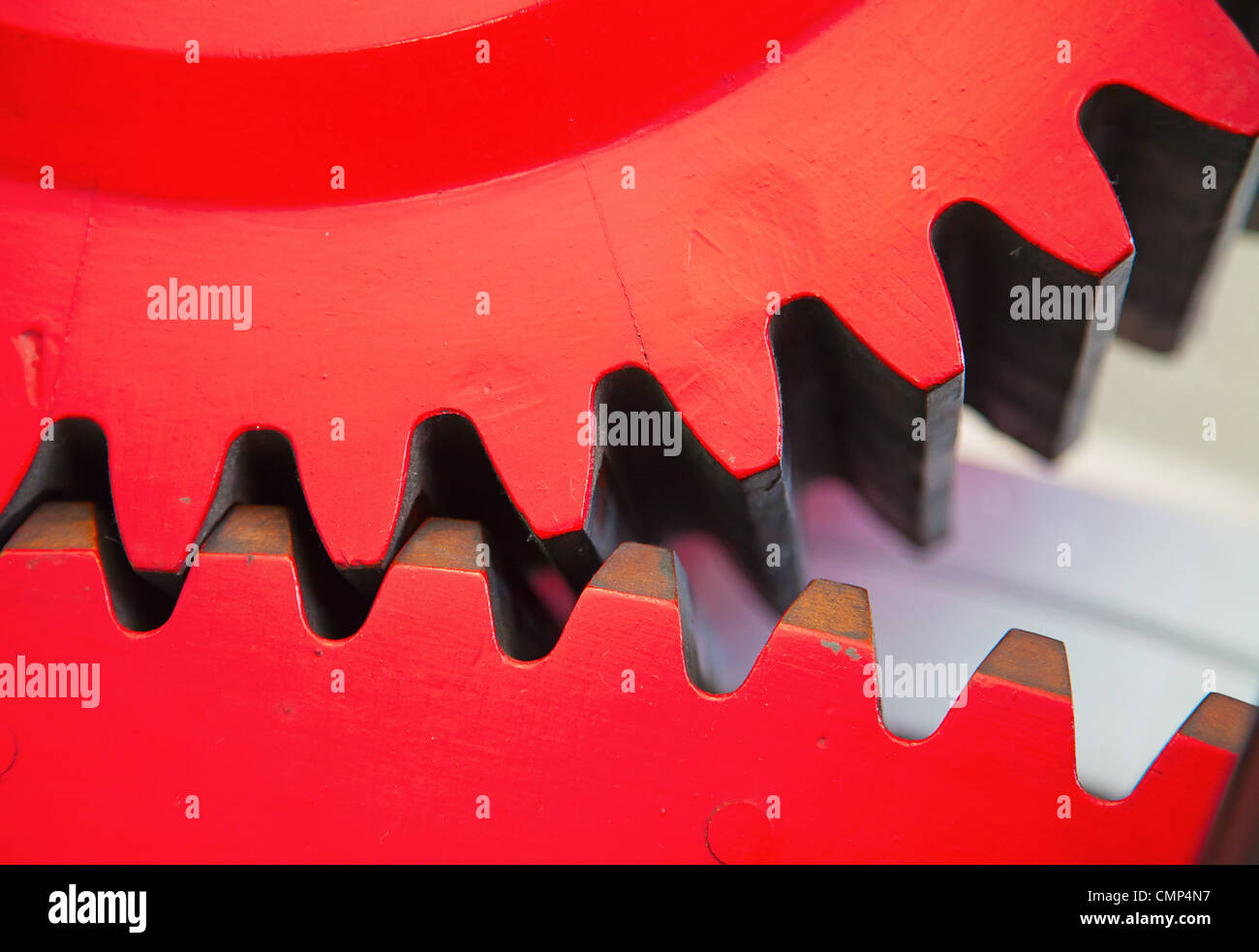 Closeup view of huge cog wheels of the train engine Stock Photo - Alamy