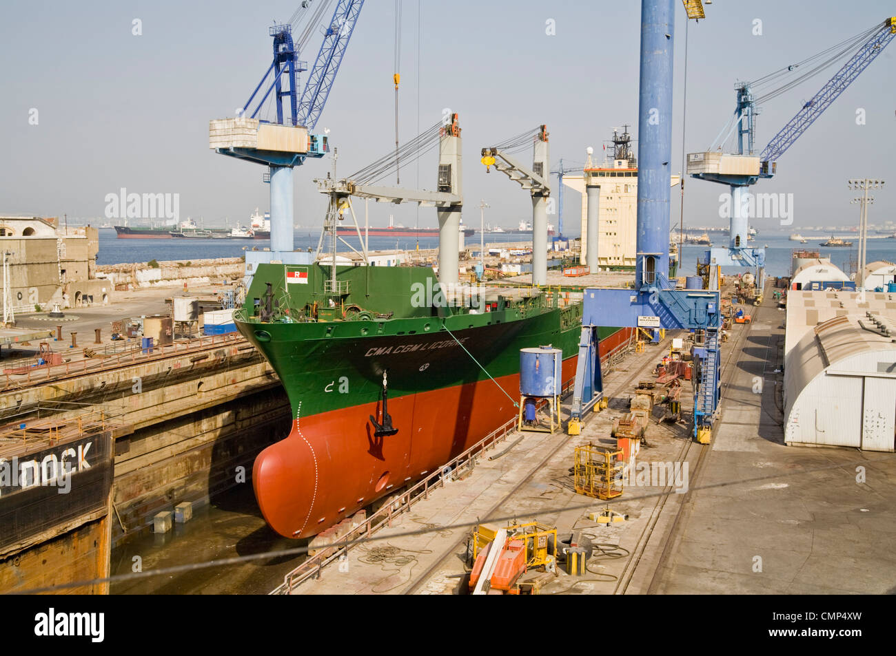 ship in dry dock, Rock of Gibraltar Stock Photo - Alamy