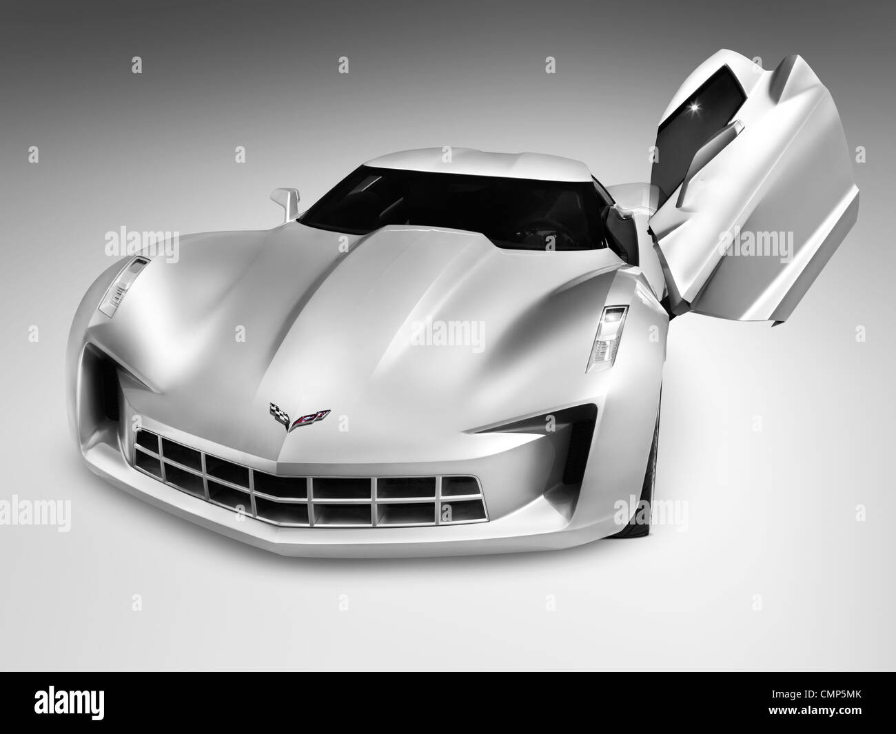 License and prints at MaximImages.com - Silver Chevrolet Corvette ...