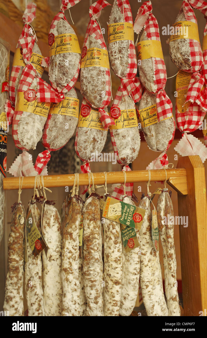 French Dry Sausage, Saucisson, France Stock Photo - Alamy