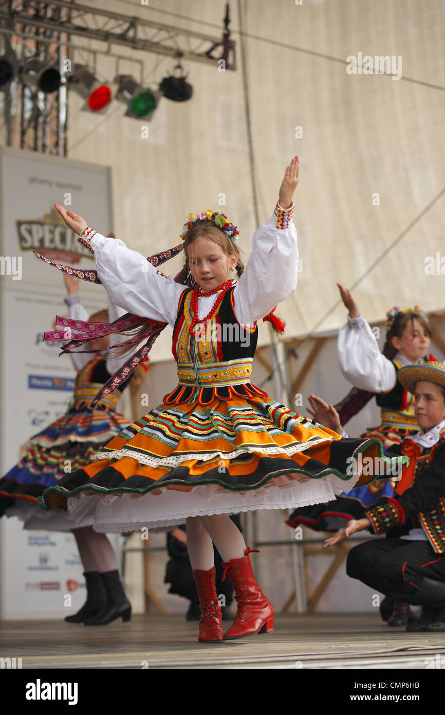 Polish folk dance group performing during St. Dominic's Fair, Gdansk ...