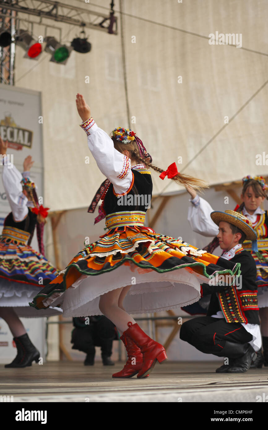 Polish folk dance group performing during St. Dominic's Fair, Gdansk ...
