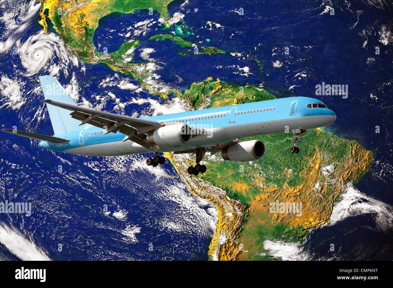 Plane circling globe hi-res stock photography and images - Alamy