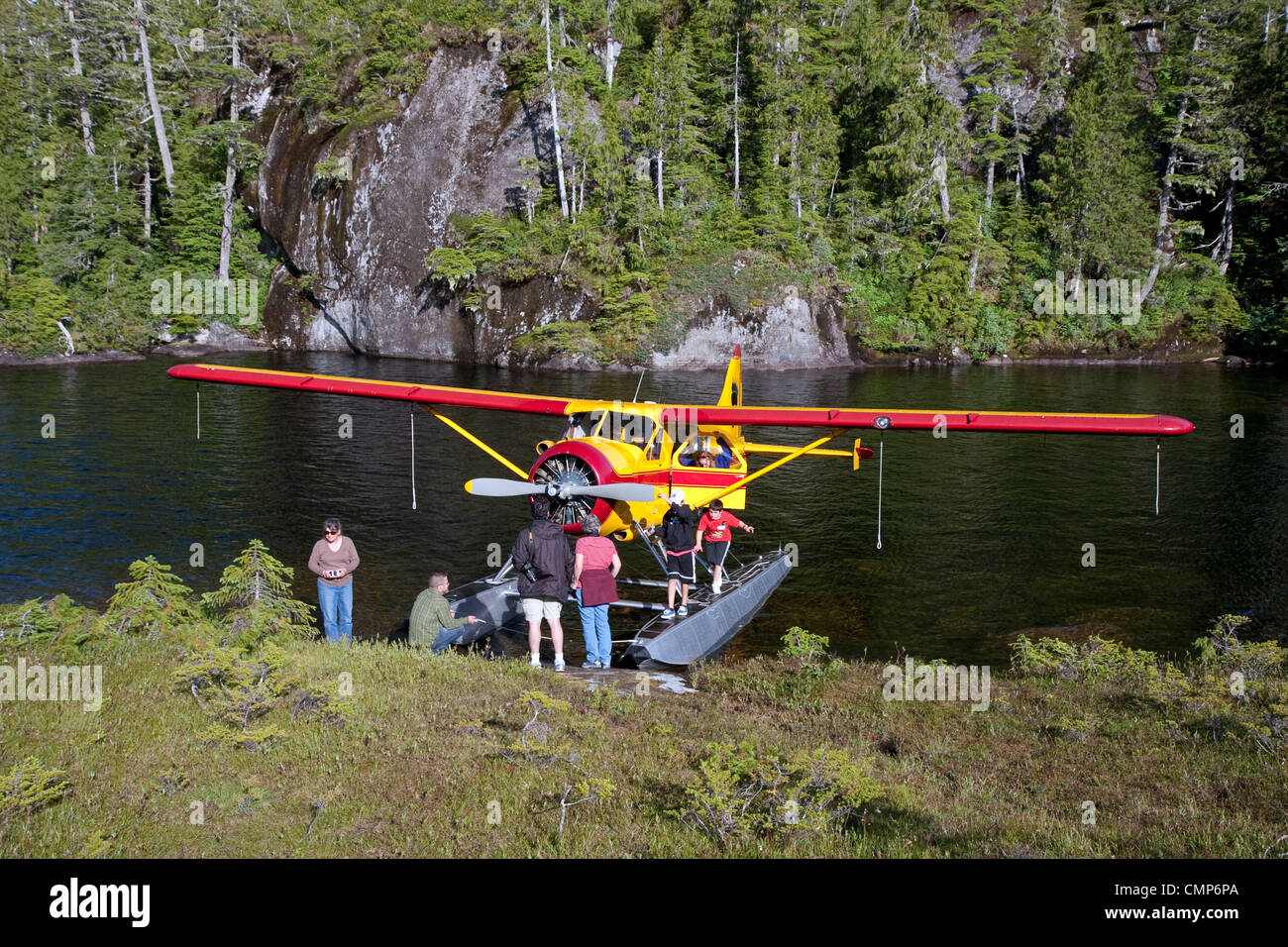 A seaplane lands at Misty Fjords near Ketchikan, Alaska, USA Stock ...