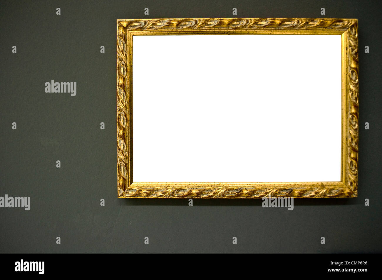 Antique empty golden frame on grunge wall Stock Photo - Alamy