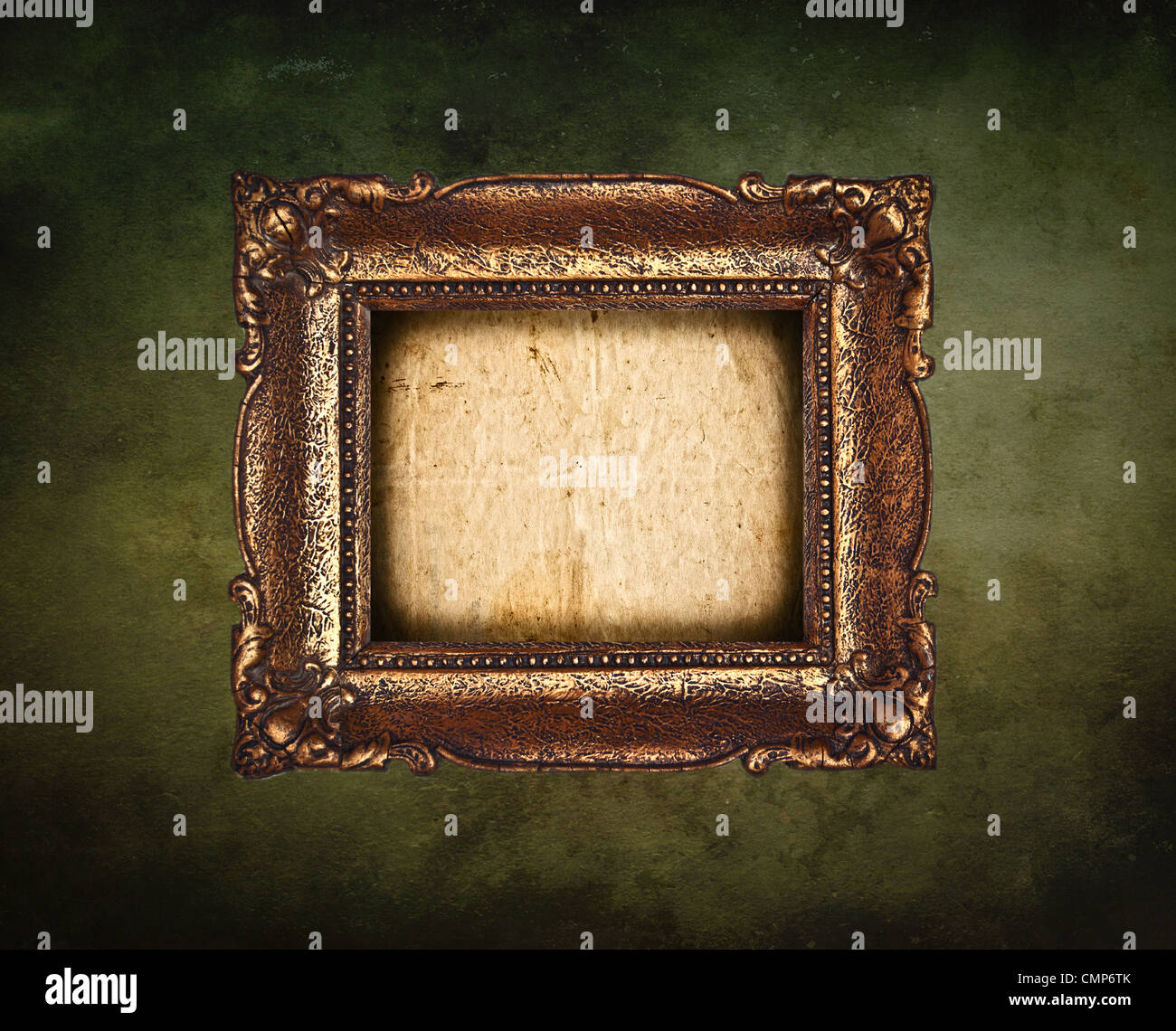 Antique picture frame on grunge wall Stock Photo - Alamy