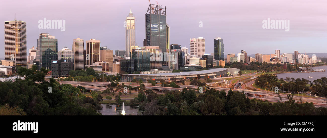A panoramic view of the Perth city skyline in Western Australia Stock ...