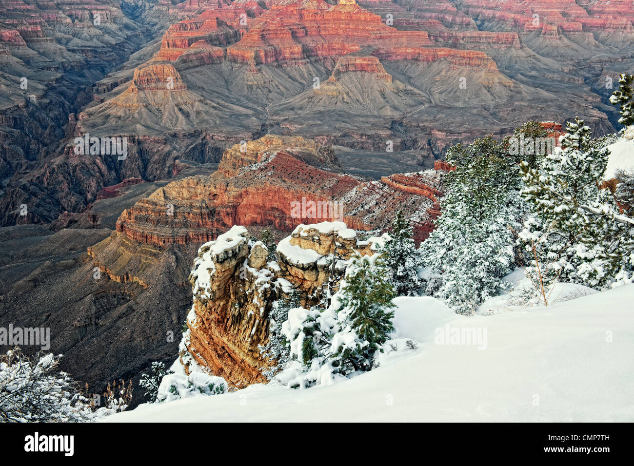 Snow along South Rim and Mather Point add to the beauty of Arizona’s ...