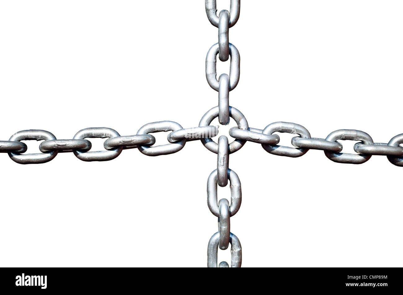 Steel chain cross lock isolated on white Stock Photo - Alamy