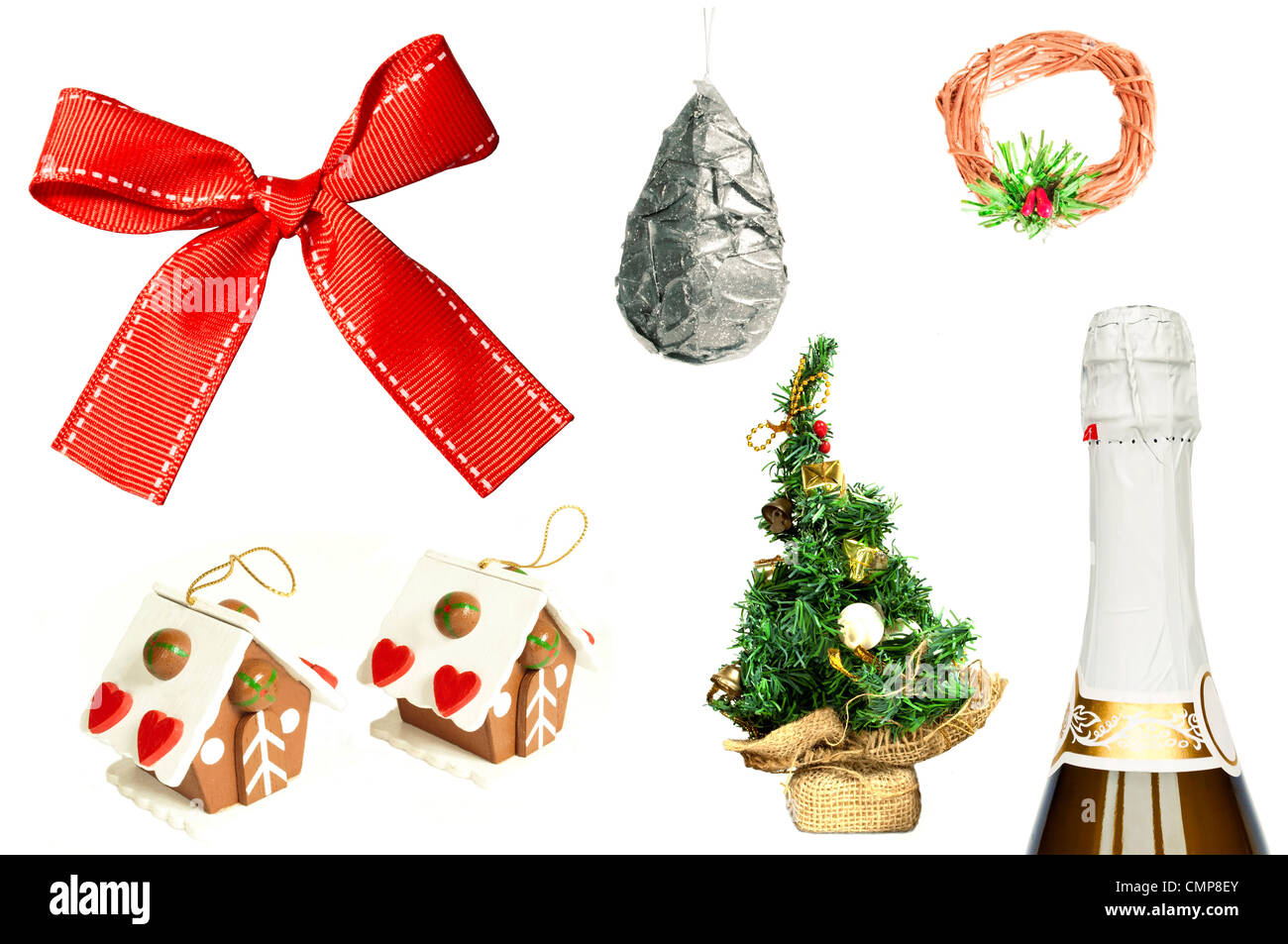 Collection of Christmas and New Year items isolated on white background ...