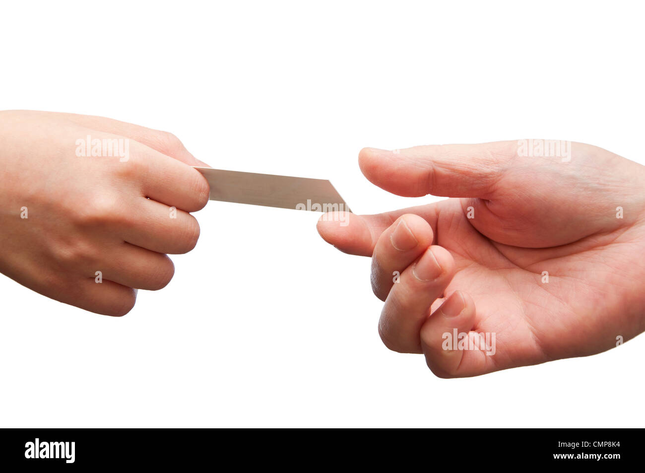 Giving business card Stock Photo - Alamy