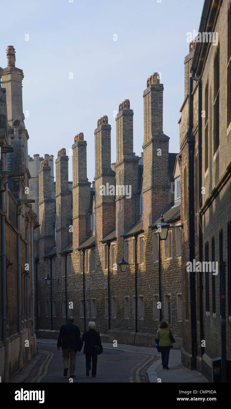 Tall Tudor chimneys along Trinity Lane, Cambridge, England Stock Photo ...