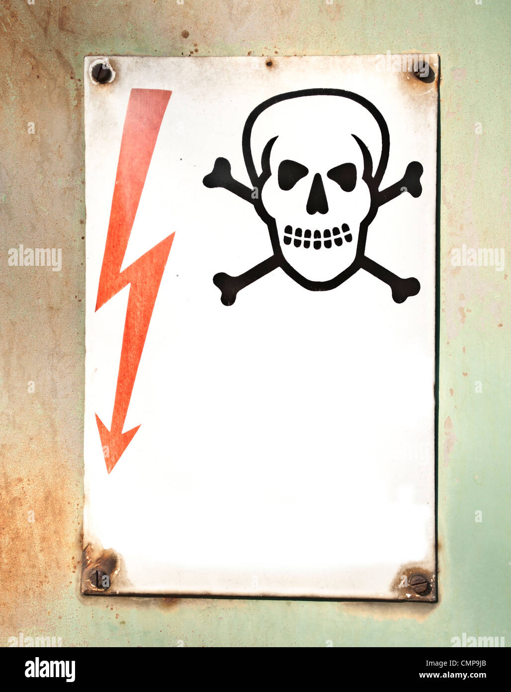 Electricity warning metal sign Stock Photo - Alamy