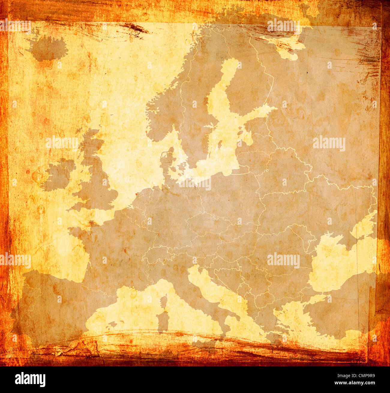 Europe map on grunge paper Stock Photo - Alamy