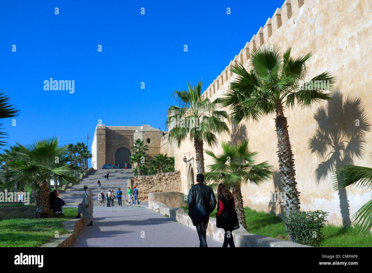 Salé the wall of the Medina old town, Morocco Stock Photo - Alamy