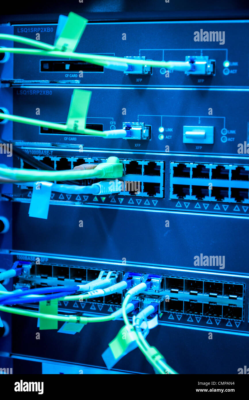 optic fiber cables connected to data center Stock Photo - Alamy