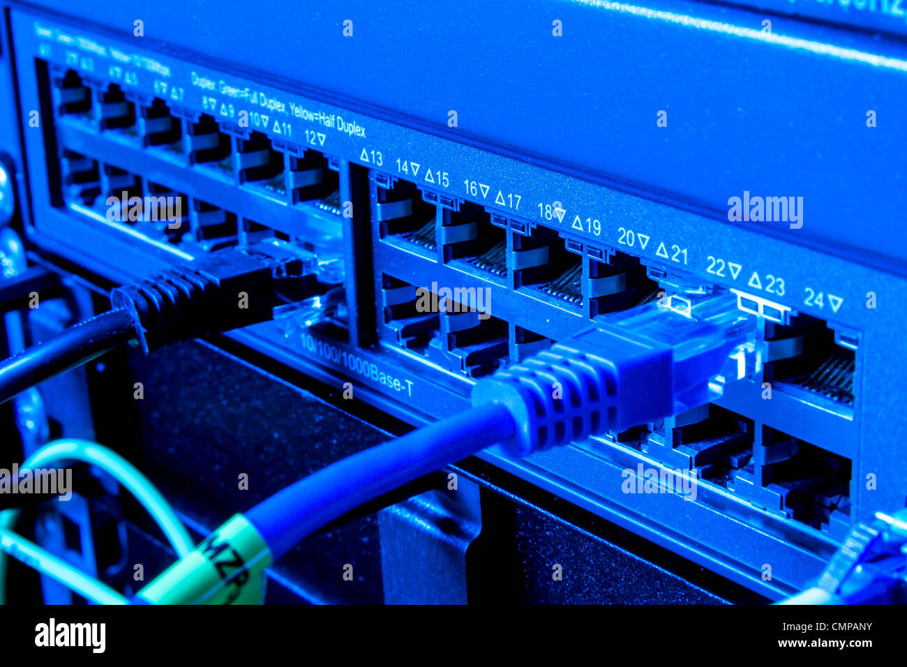 Concept of network infrastructure with cables connected to data center ...