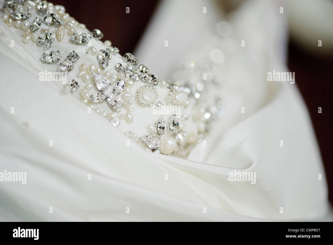 neckline of wedding dress beautiful pretty Stock Photo - Alamy