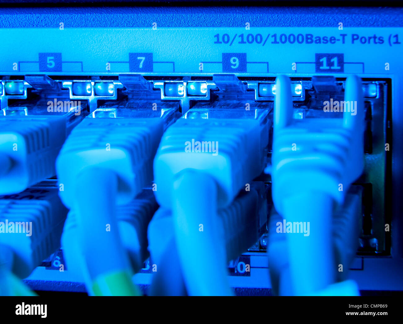 network cables connected to hub Stock Photo - Alamy