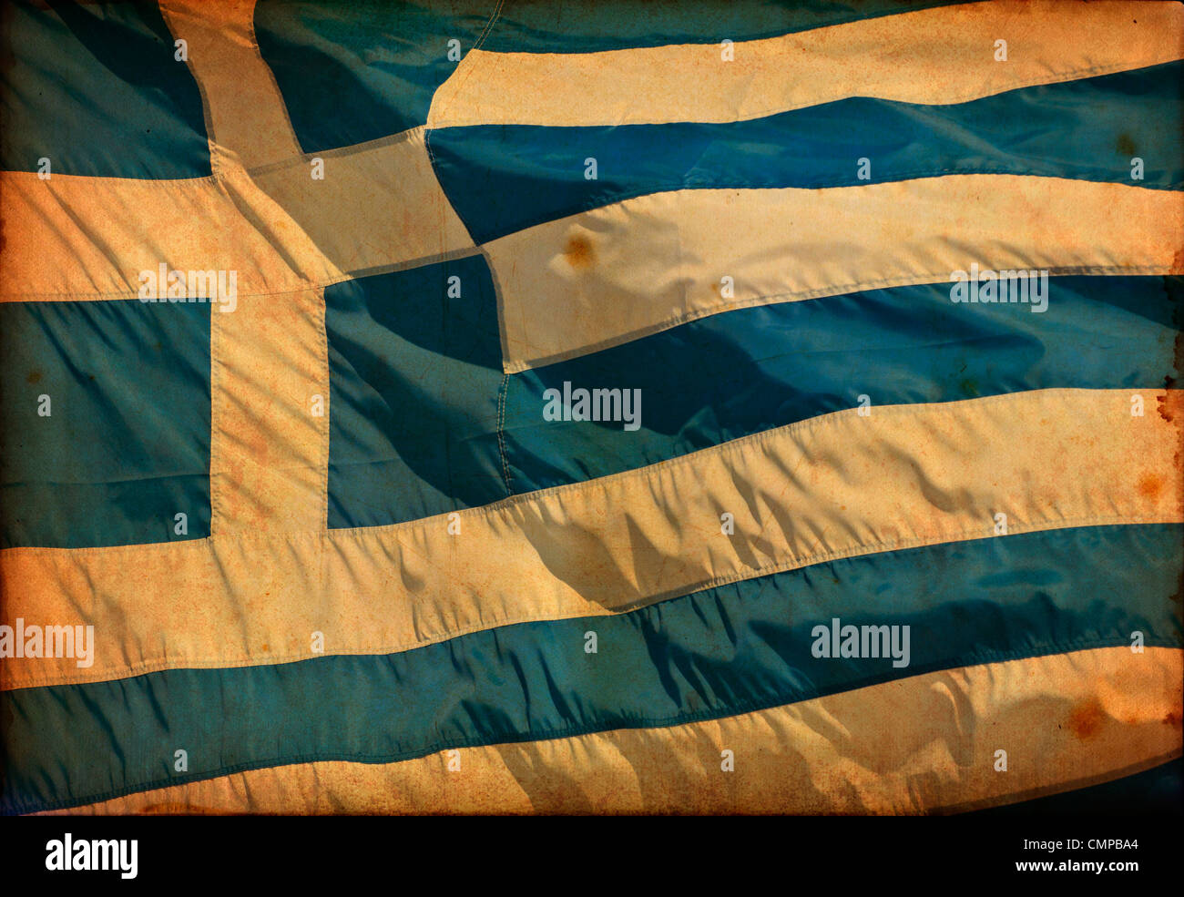 Vintage Greek flag Stock Photo - Alamy