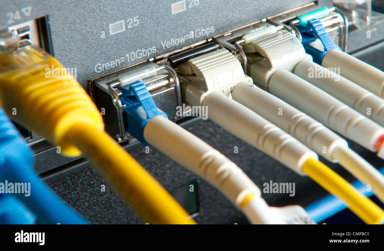 optic fiber cables connected to data center Stock Photo - Alamy