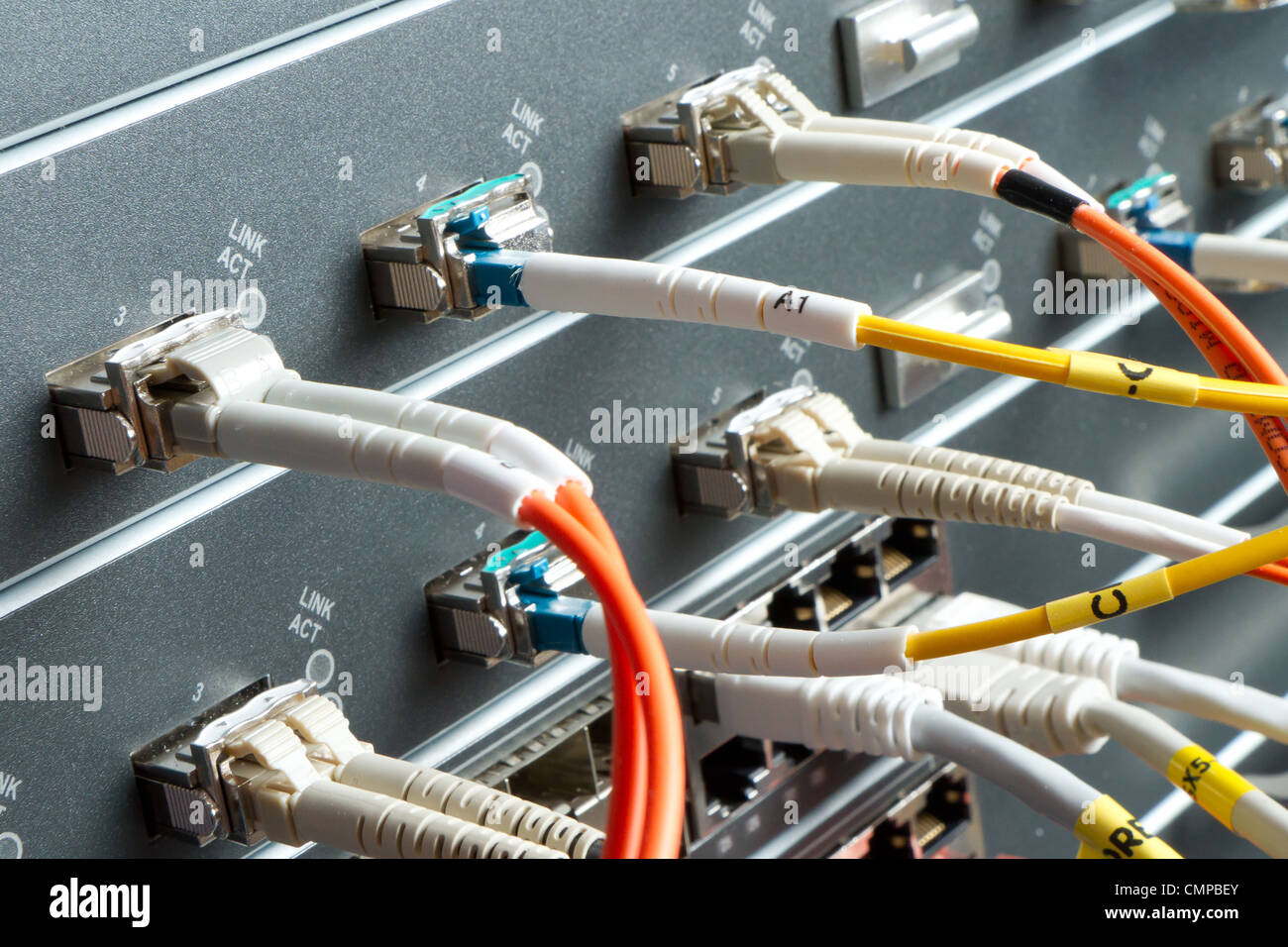 optic fiber cables connected to data center Stock Photo - Alamy
