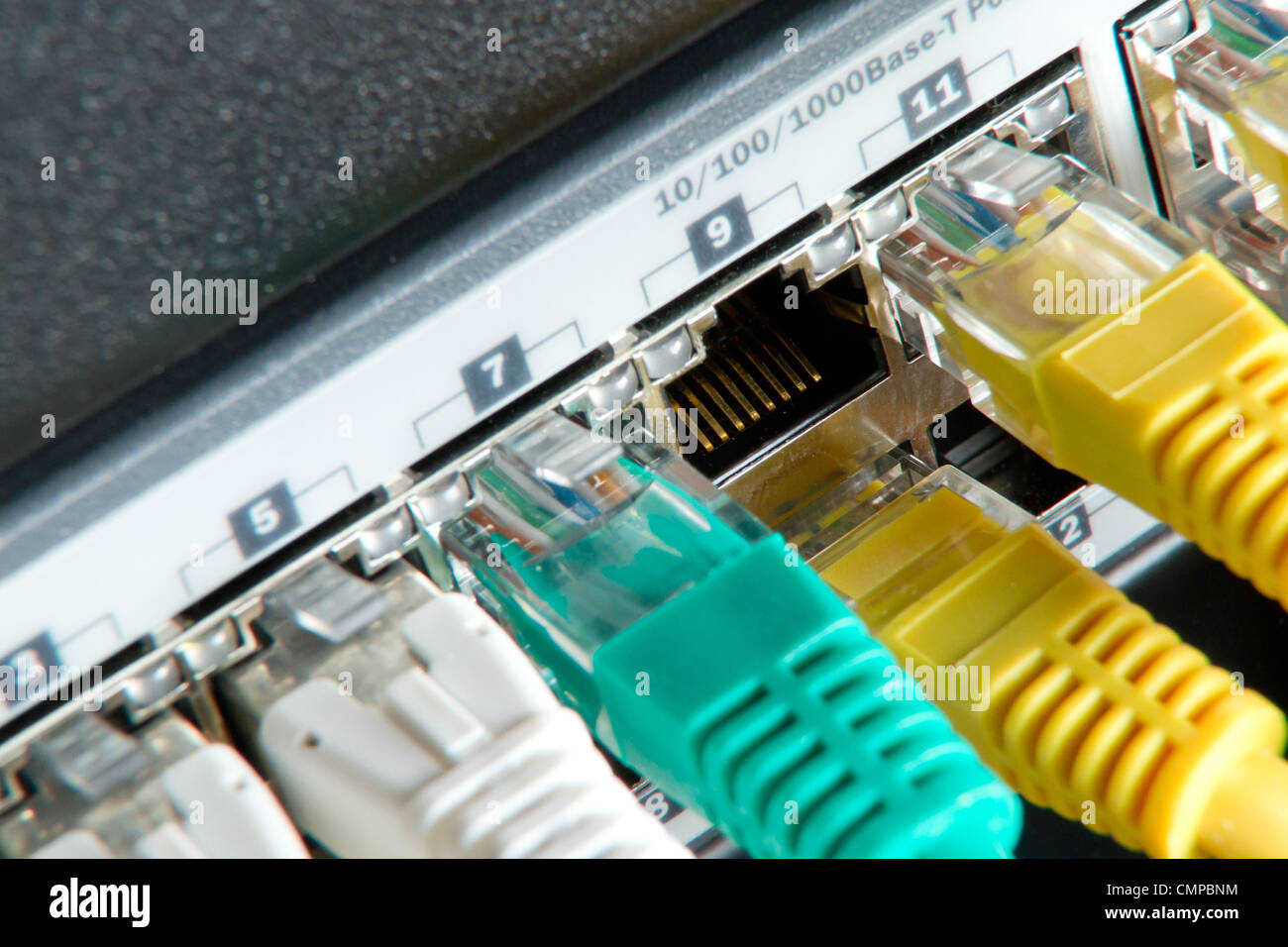network cables connected to hub Stock Photo - Alamy