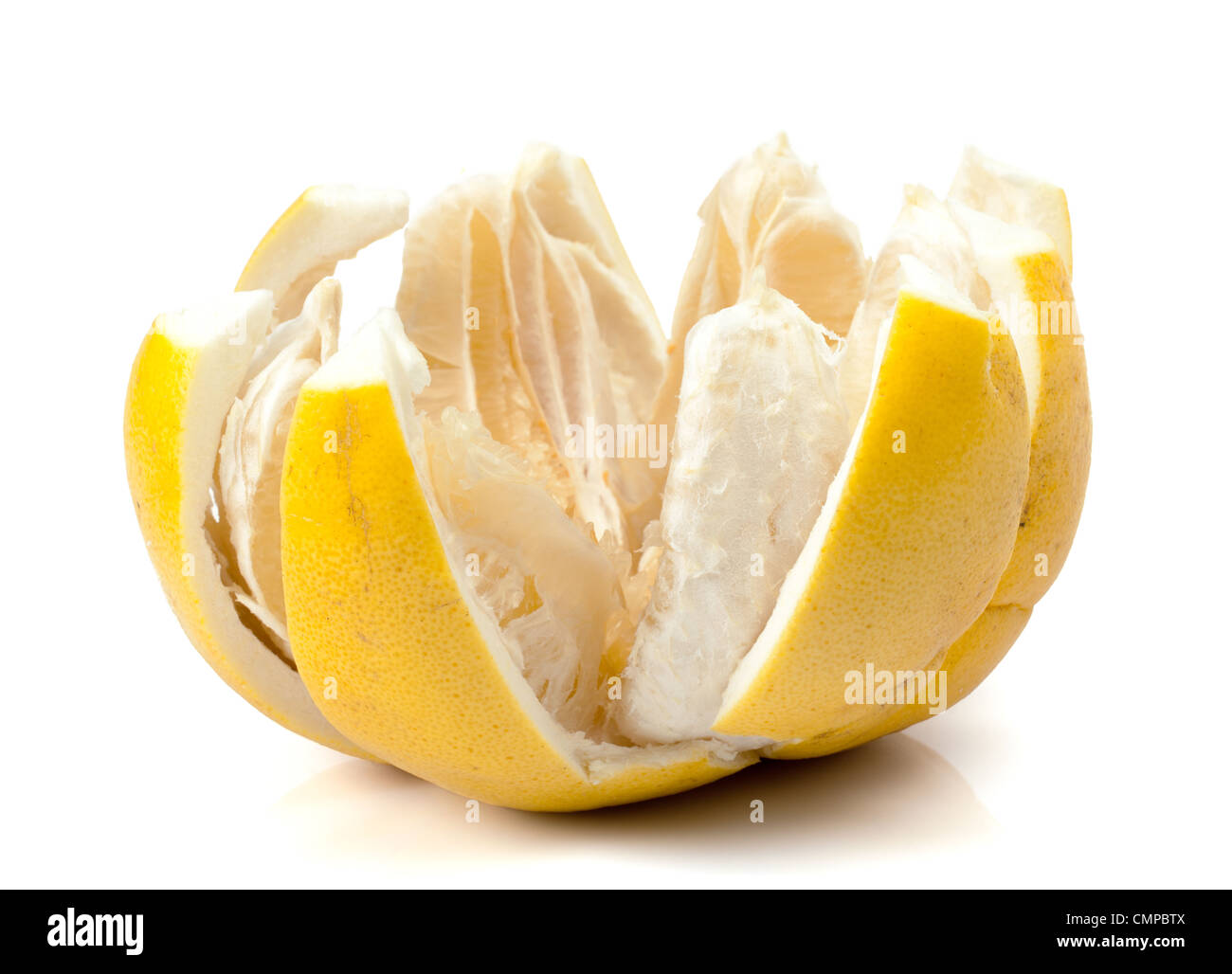 Sliced Pomelo with segment isolated on white background Stock Photo - Alamy