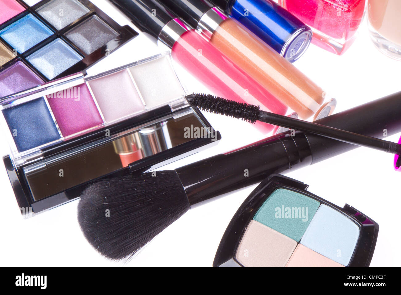 set of makeup products isolated on white background Stock Photo - Alamy