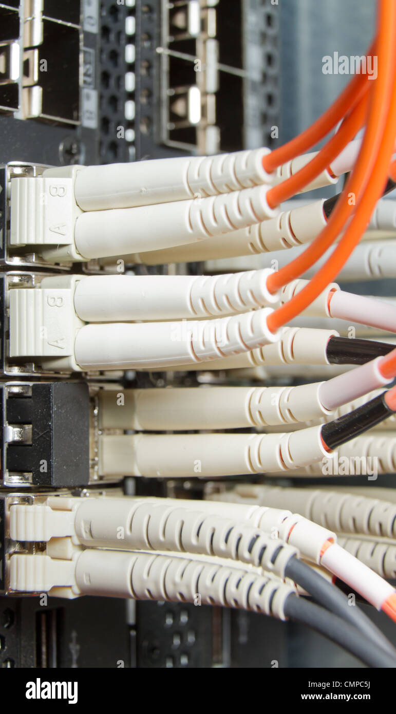 optic fiber cables connected to data center Stock Photo - Alamy