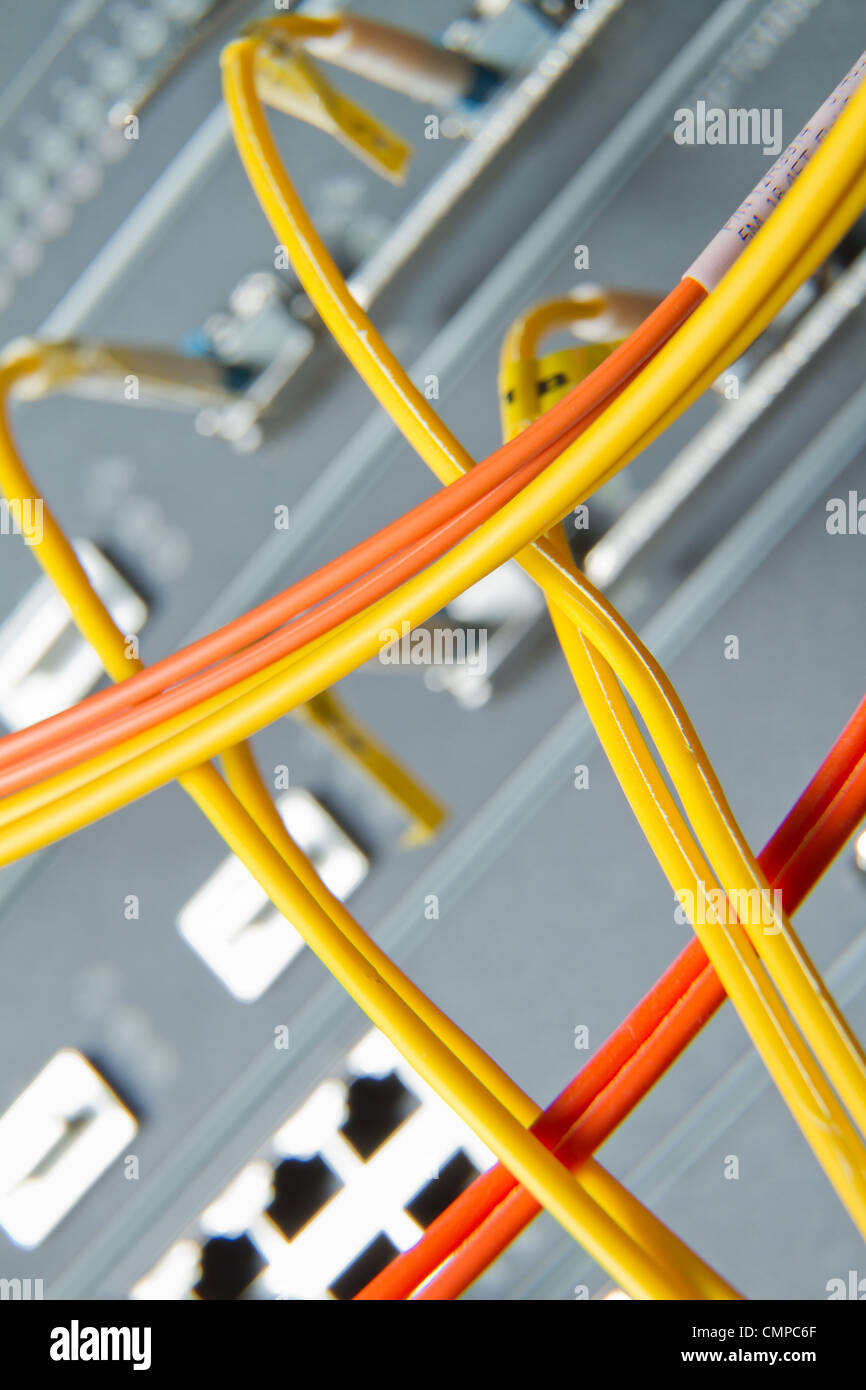 optic fiber cables connected to data center Stock Photo - Alamy