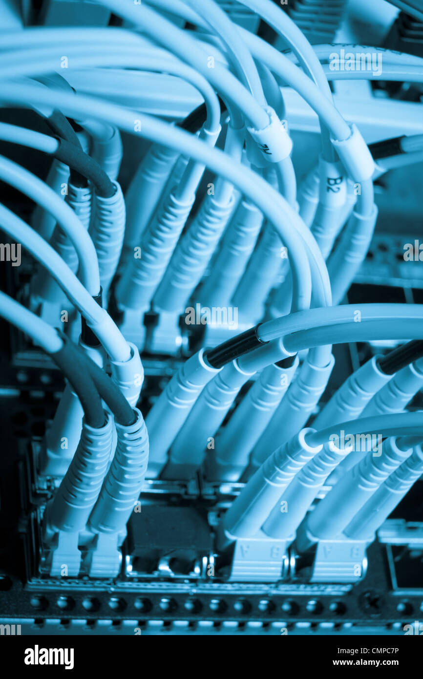 optic fiber cables connected to data center Stock Photo - Alamy
