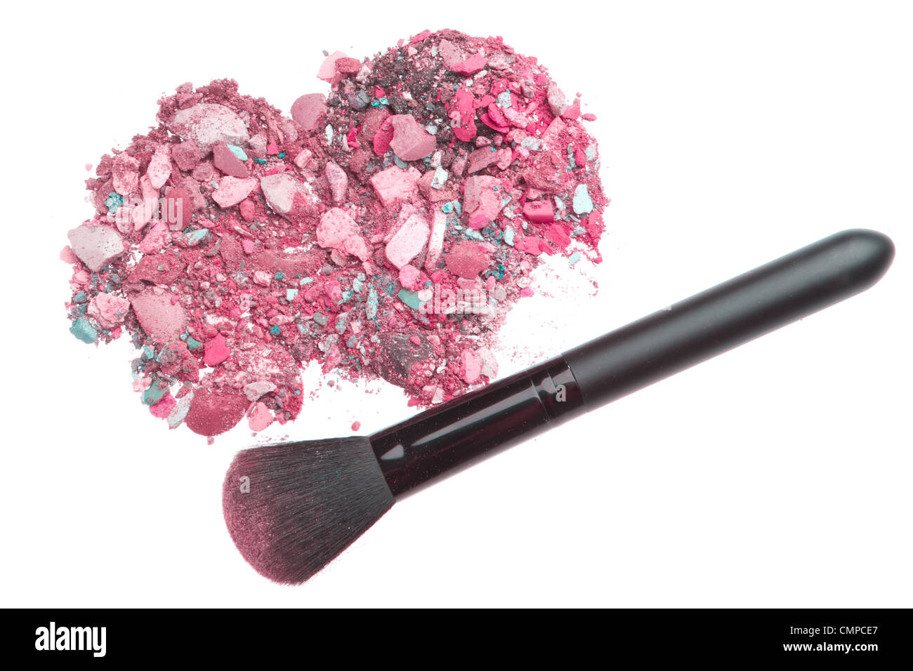 mixed eyeshadows with brush isolated on white background Stock Photo ...