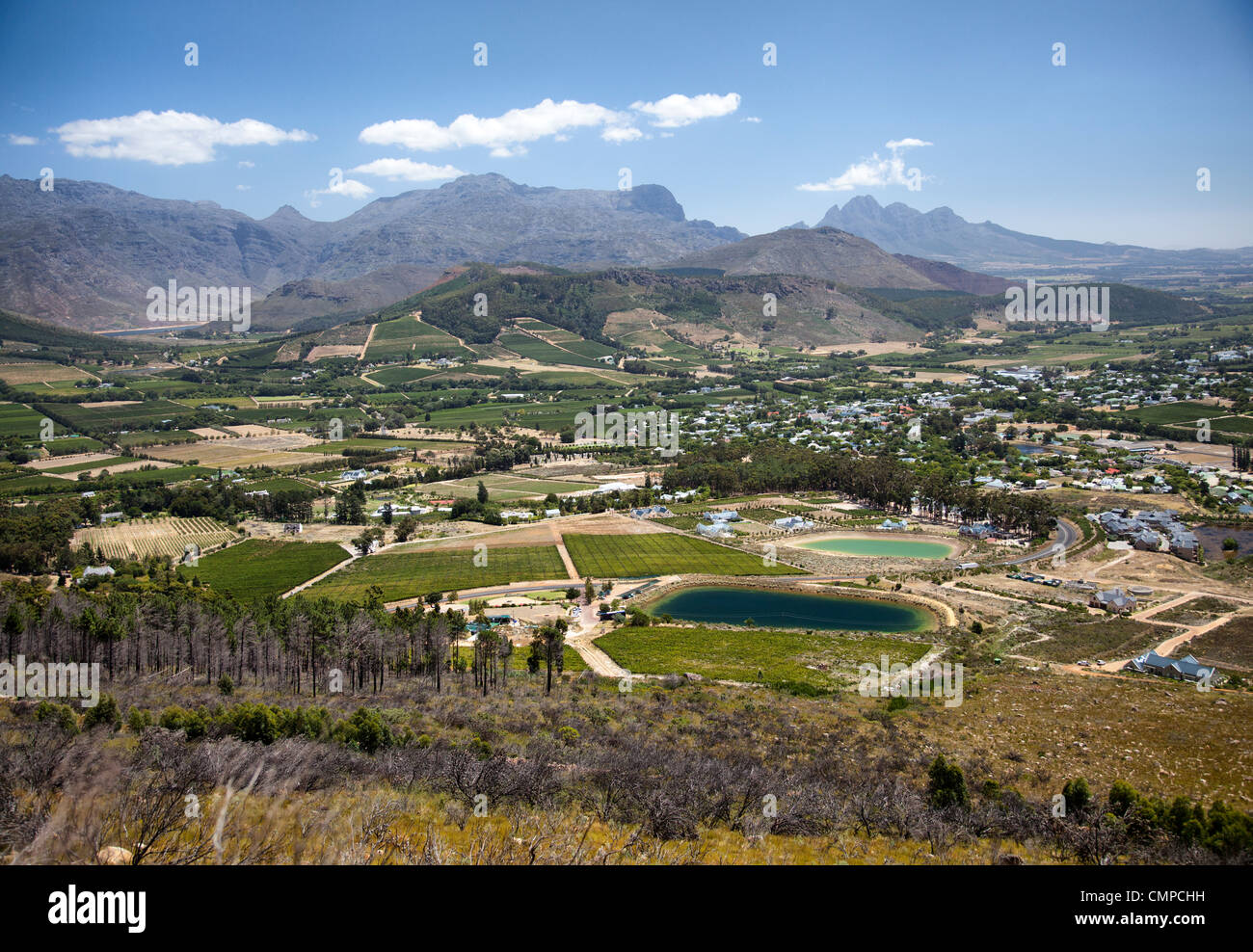 Franschhoek Valley viewed from Lambrechts Rd - Western Cape Stock Photo ...