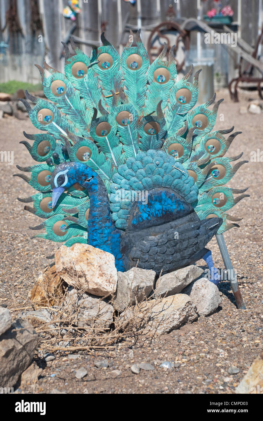 Interesting objects decorate a front yard in Carrizozo, New Mexico ...