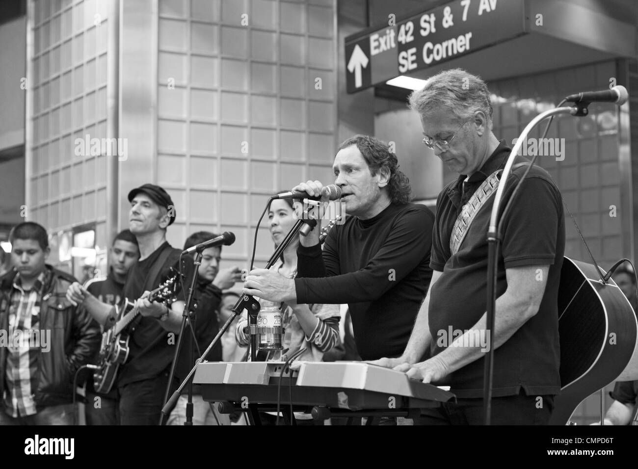 A band performs in a subway station in New York City Stock Photo - Alamy