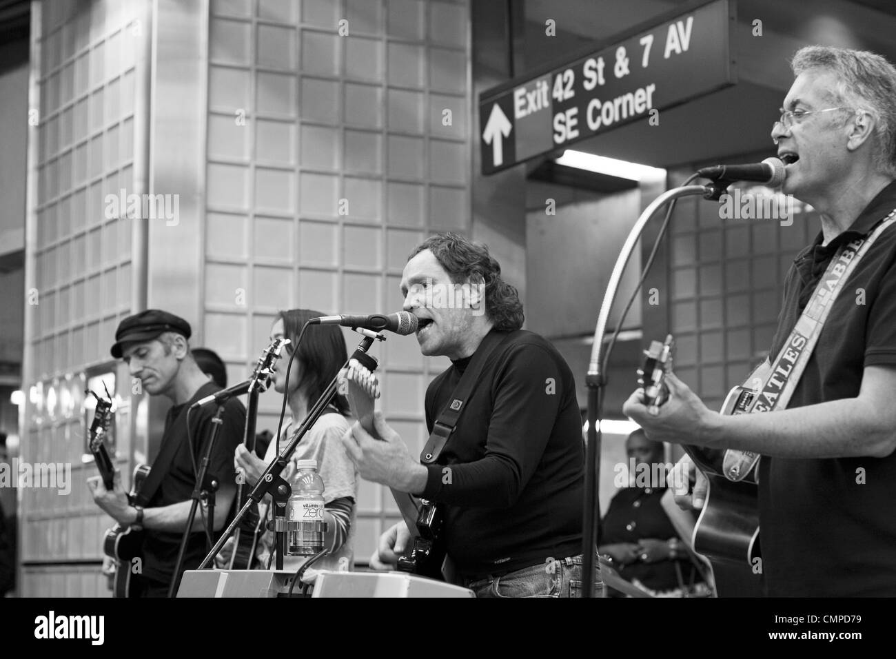 A band performs in a subway station in New York City Stock Photo - Alamy