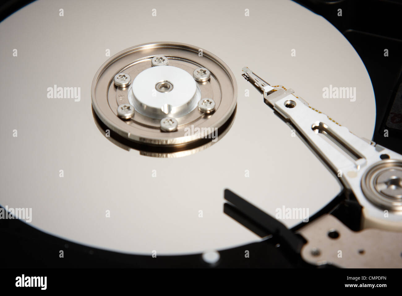 Closeup view of hard disk inside Stock Photo - Alamy